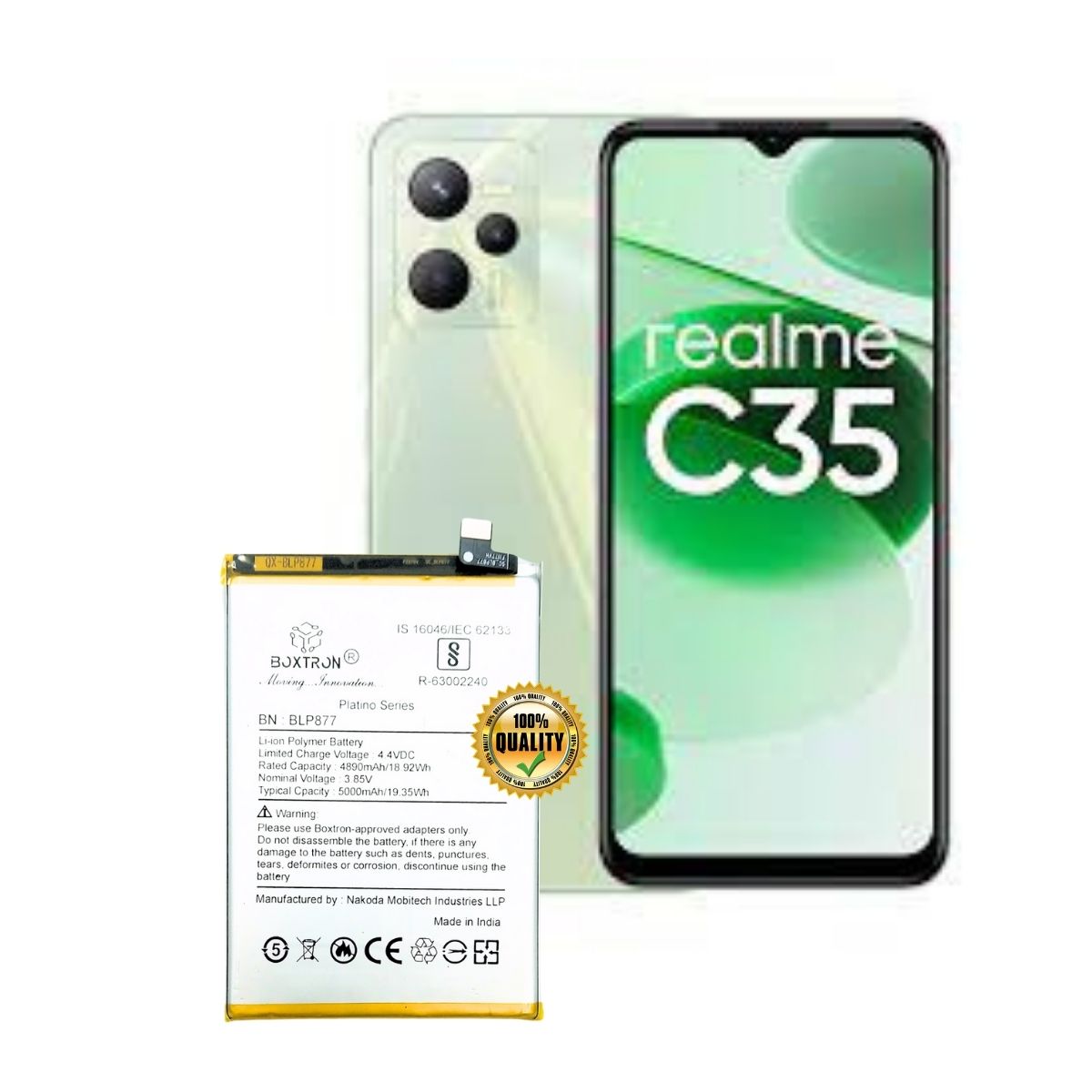 Boxtron BLP-877 Compatible for Realme 8 / Realme 8i - 5000mAh battery ...